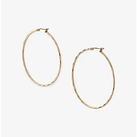 Express | Jewelry | Express Textured Shiny Gold Metal Hoop Earrings ...